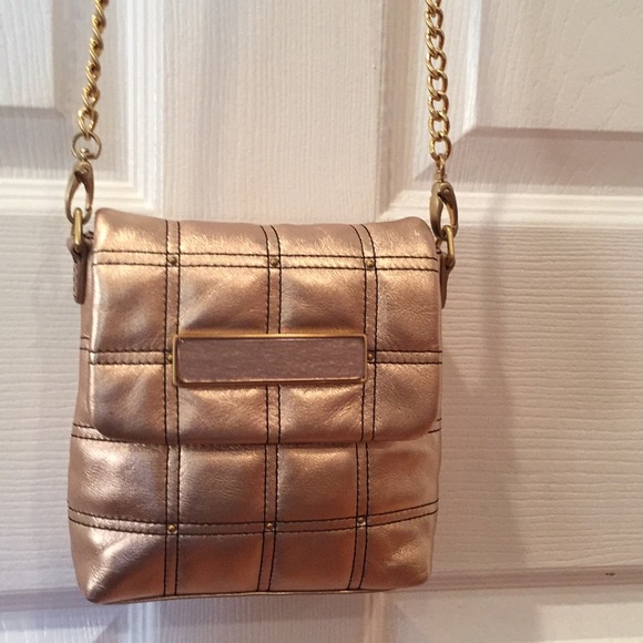 Maxx New York | Bags | Maxx Ny Rose Gold Leather Purse With Brass Chain ...